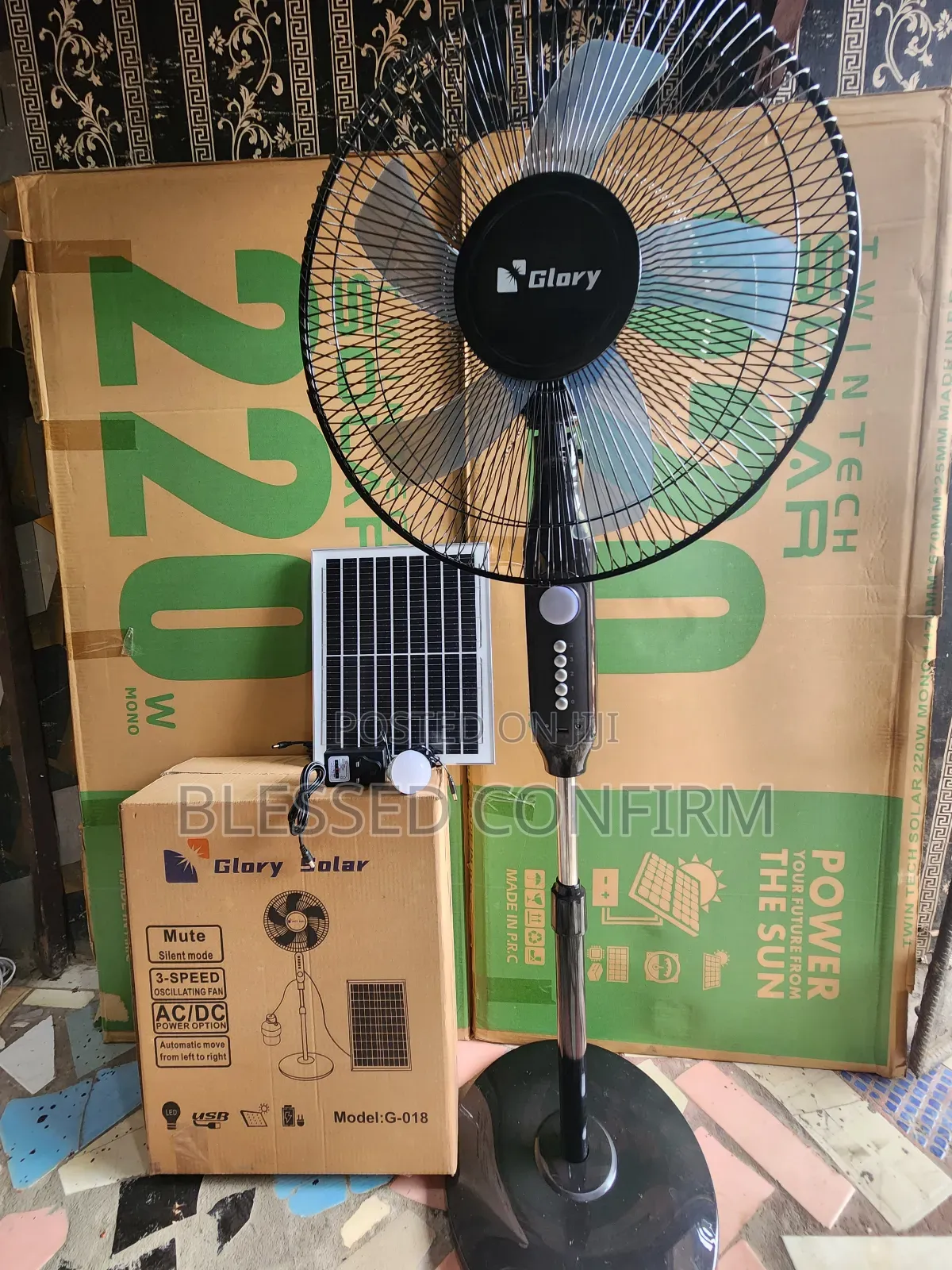 Brand New Glory Solar 16" Rechargeable Fan With Panel in Port-Harcourt ...