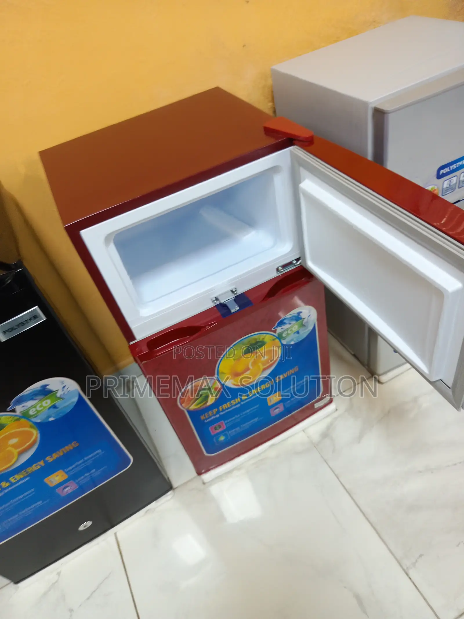 Vibrant Polystar 90l Red Double Door Fridge With Adjustable Thermostat ...