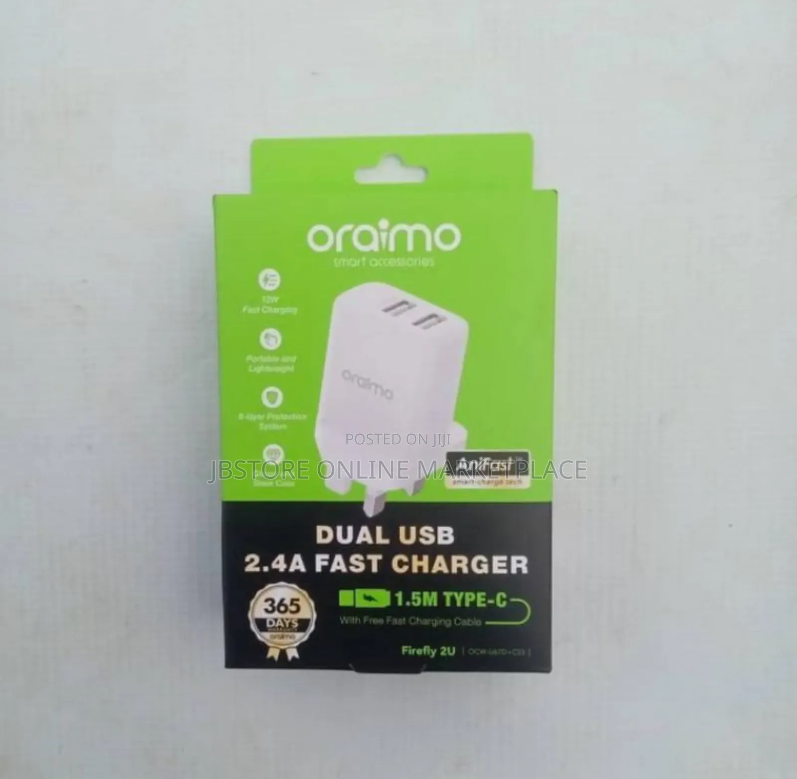 Oraimo Dual Usb Port 2.4a Fast Charger With Android/Type C Usb Cable in ...