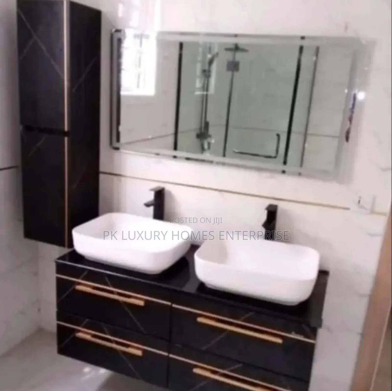 Luxury Double Sink Bathroom Vanity Set With Mirror (Black Gold) for ...