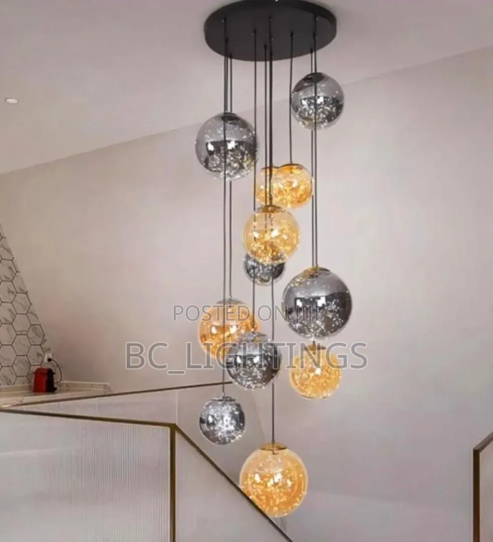 Modern Led Large Spherical Ceiling Chandelier Duplex Staircase Light ...