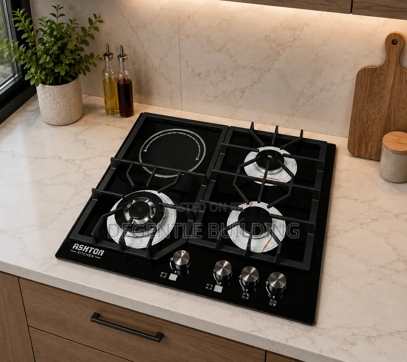 Three Burner Gas Cooker With Hotplate for sale - Degentle Building ...