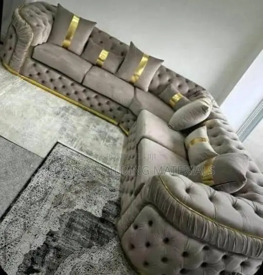 Premium 7-Seater Chesterfield Sectional With Gold Accents for sale ...