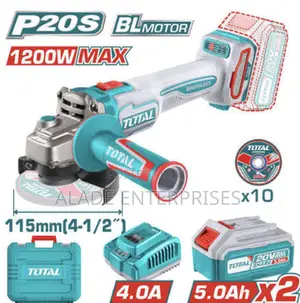 Total Tools Angle Grinder 4.5" 20v Brushless Cordless With 2 Batteries ...