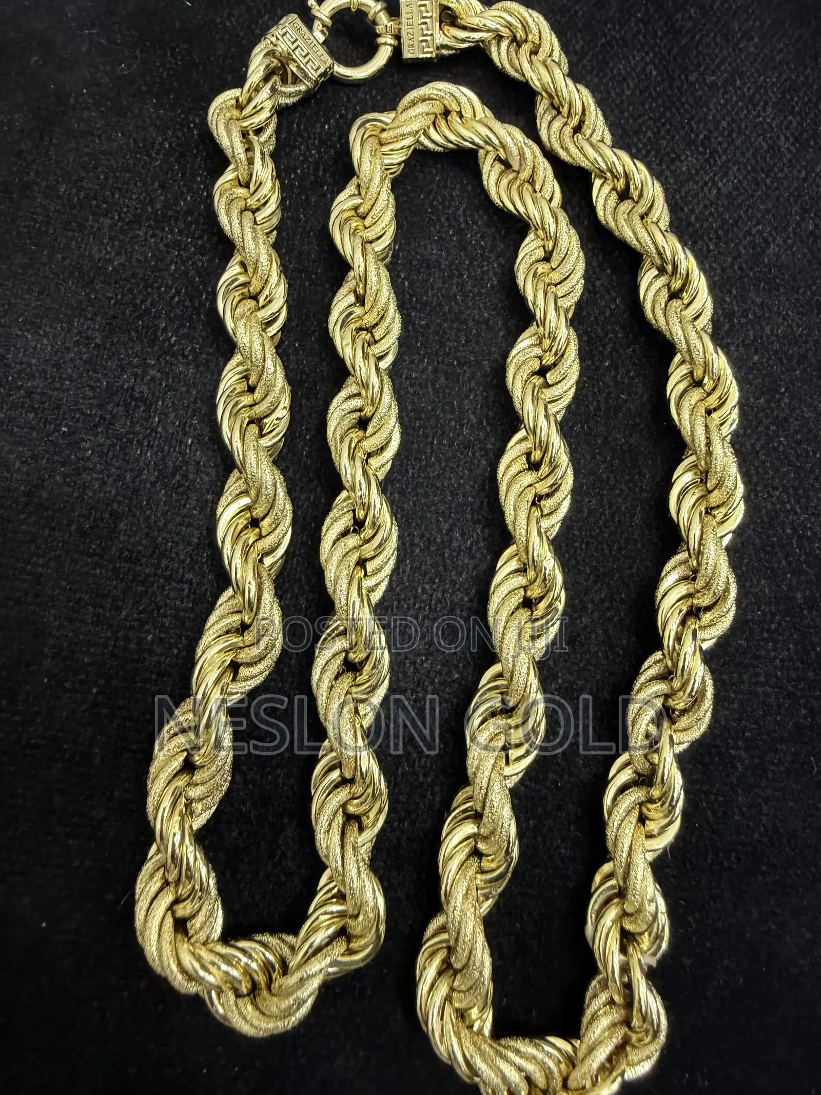 18karat Italian Original Gold Necklace Huge Diamond for sale - Neslon ...