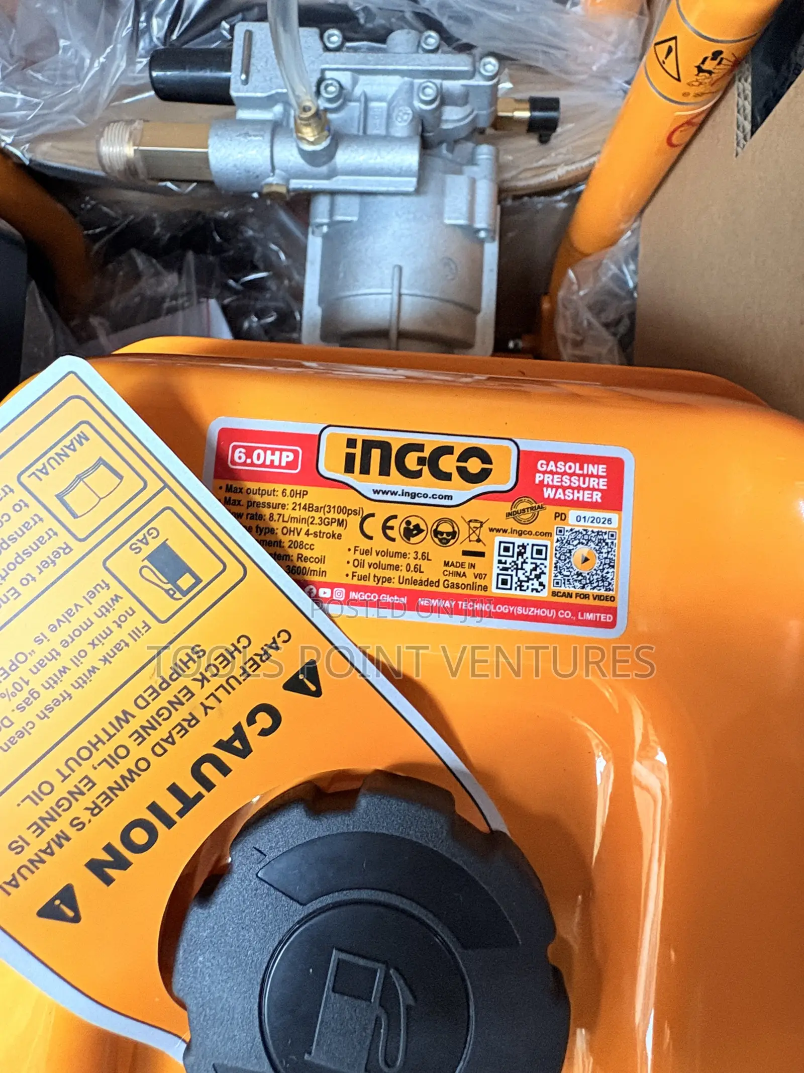 Ingco 208cc 6.0hp Gasoline Pressure Washer - Tools Point Ventures Price ...