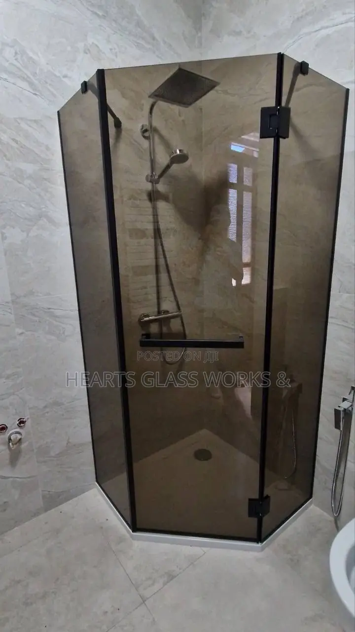 Custom Frameless Corner Shower Cubicle | Matte Black Finish - Hearts ...
