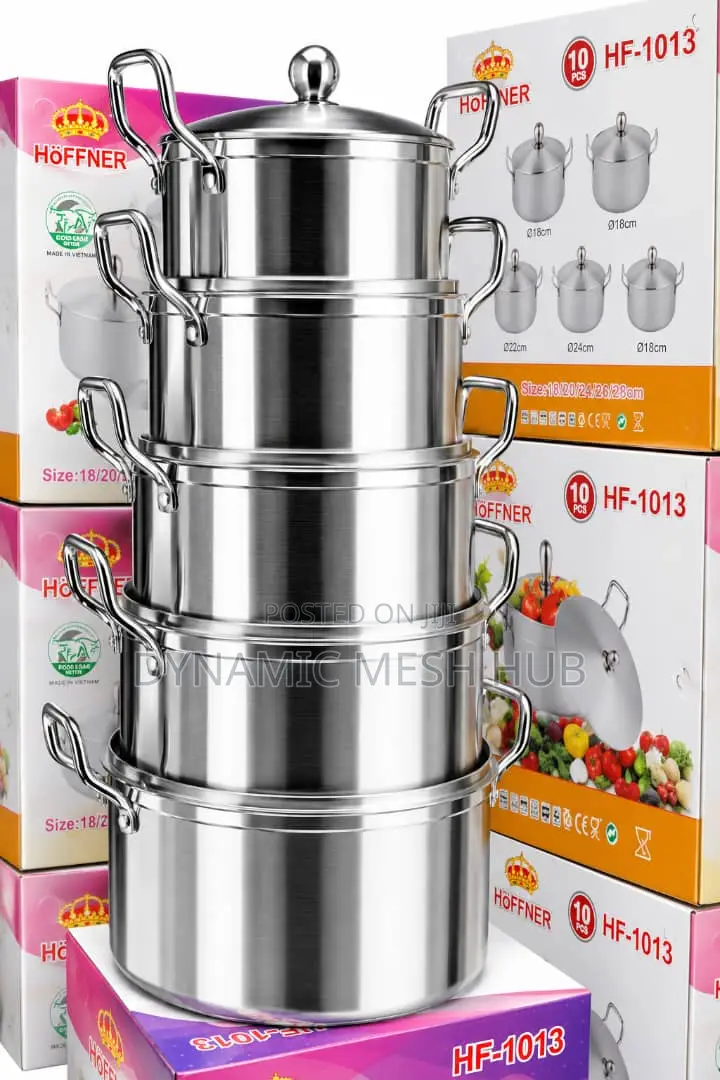 Hoffner 5pcs Polished Aluminum Pot - Dynamic Mesh Hub Price: ₦ 50,000 ...