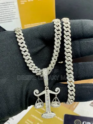 VVS Moissanite Diamond Justice Scale Pendant With Cuban Neckchain ...