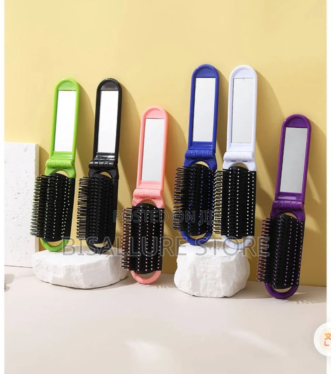 Long Mini Hair Brush and Mirror - Bisallure store Price: ₦ 1,000 on ...