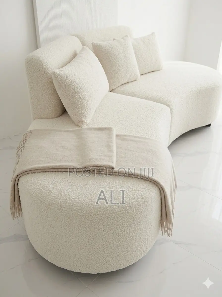 Boucle Curved Sofa Set - Ali Price: ₦ 700,000 on Jiji.ng [Lugbe District]