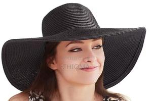 Black Floppy Straw Hat Adjustable Inner Band (Foldable Lightweight ...