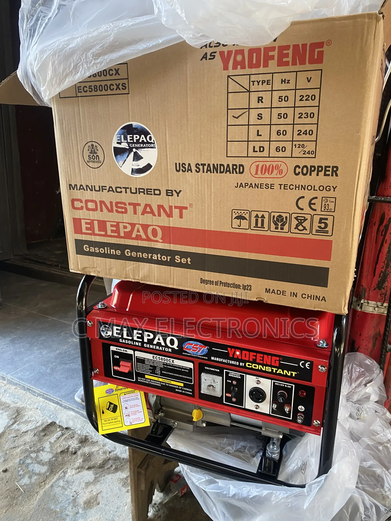 Elepaq Constant 3.5kva Petrol Generator 100% Copper Coil - C MAX ...