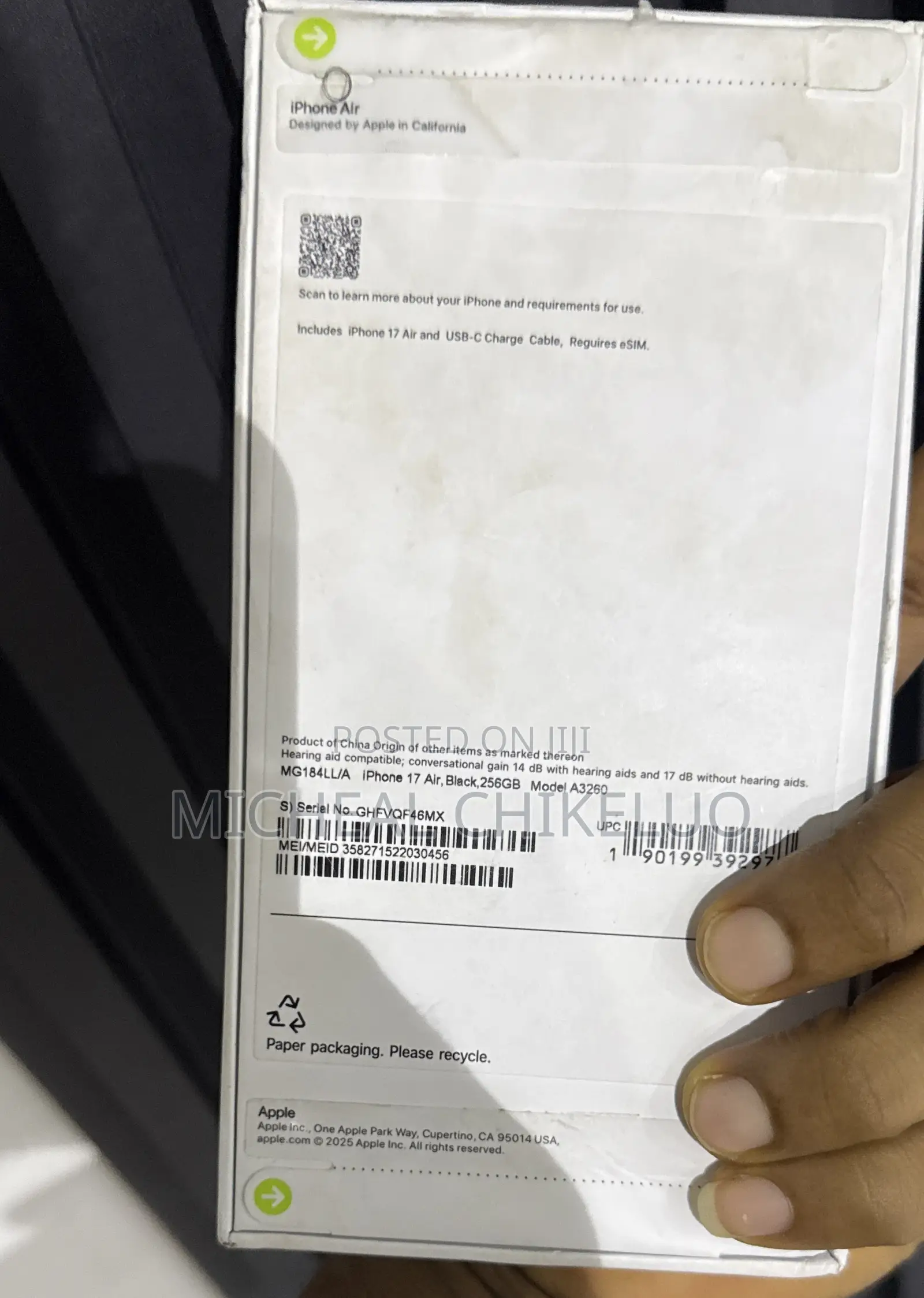 New Apple iPhone Air 256 GB Black - Micheal Chikeluo Price: ₦ 1,300,000 ...