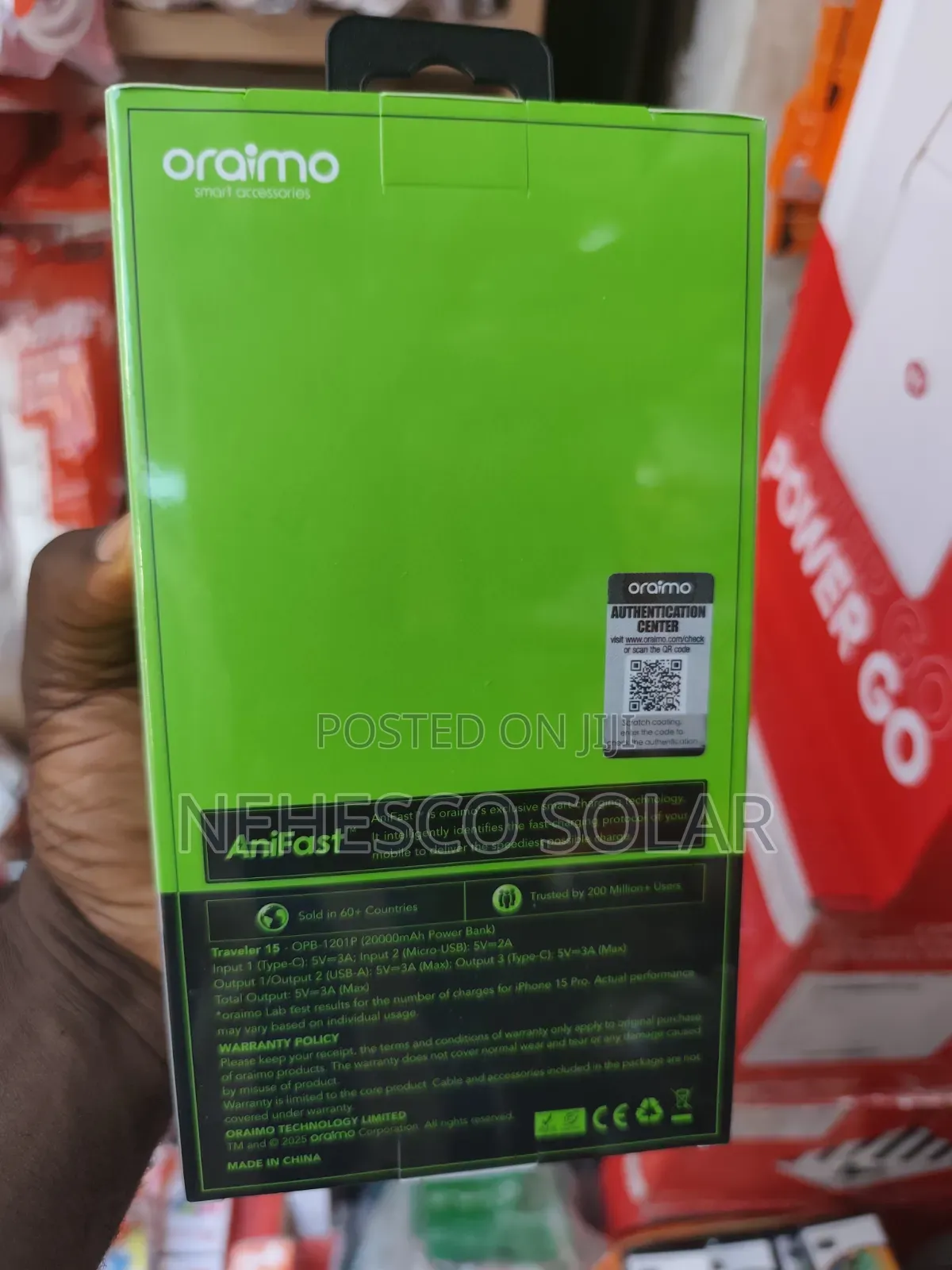 Portable Oraimo 20,000mah Power Bank - NEHESCO SOLAR Price: ₦ 17,500 on ...
