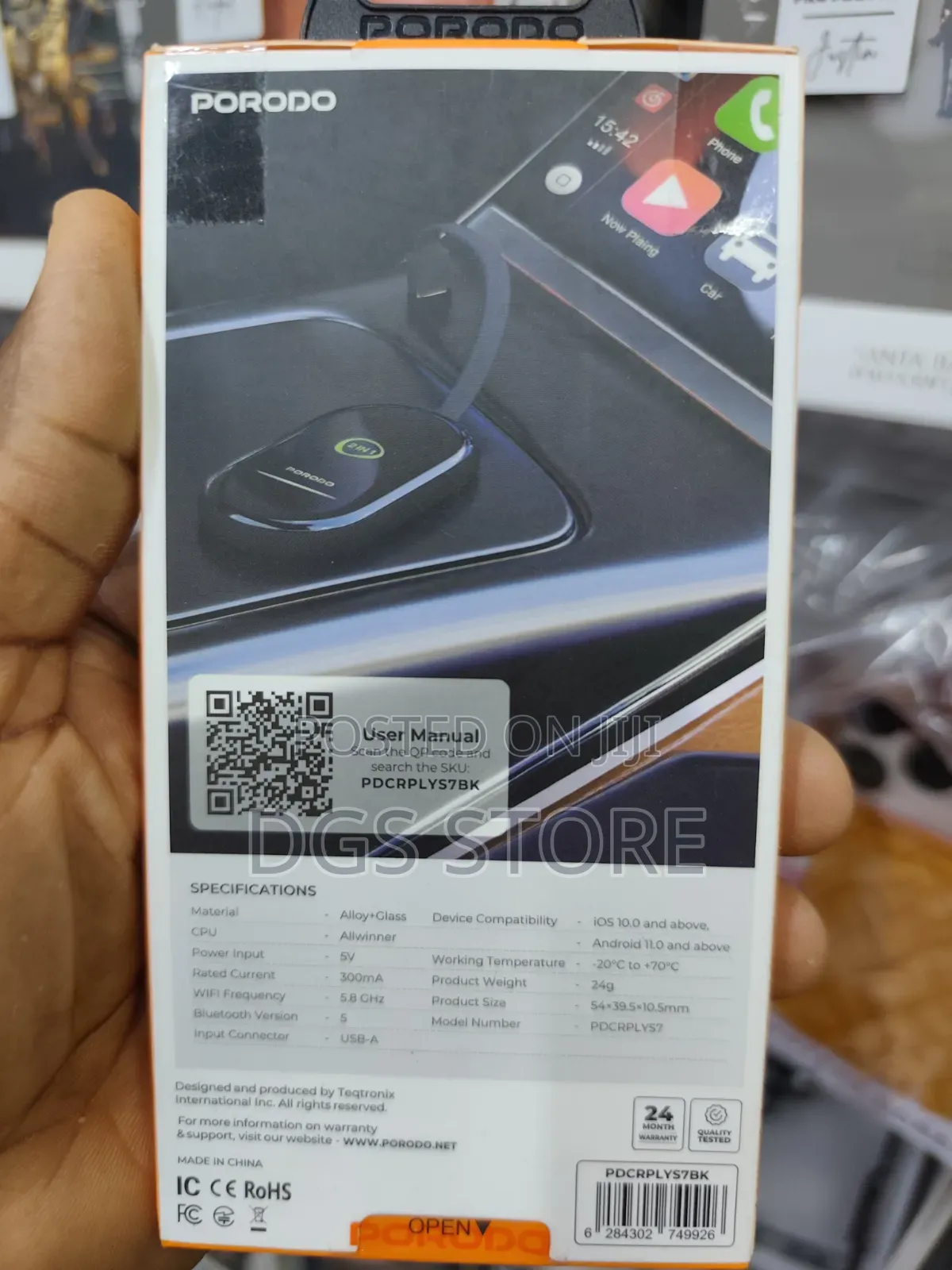 Porodo Play X Wireless Carplay Adappter Mifi Bluetooth Connectivity ...