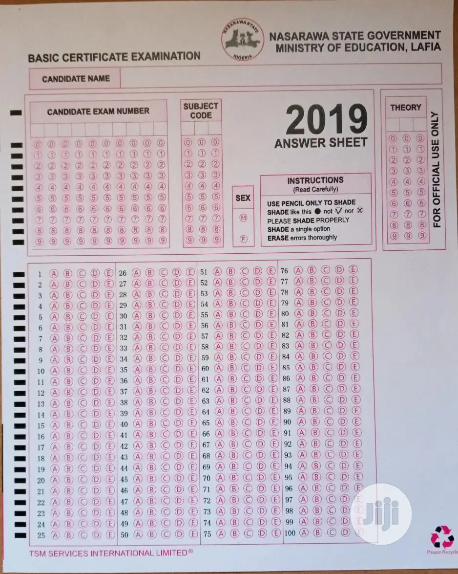 Optical Mark Reader (Omr) Scanners and Answer Sheets in Agege ...