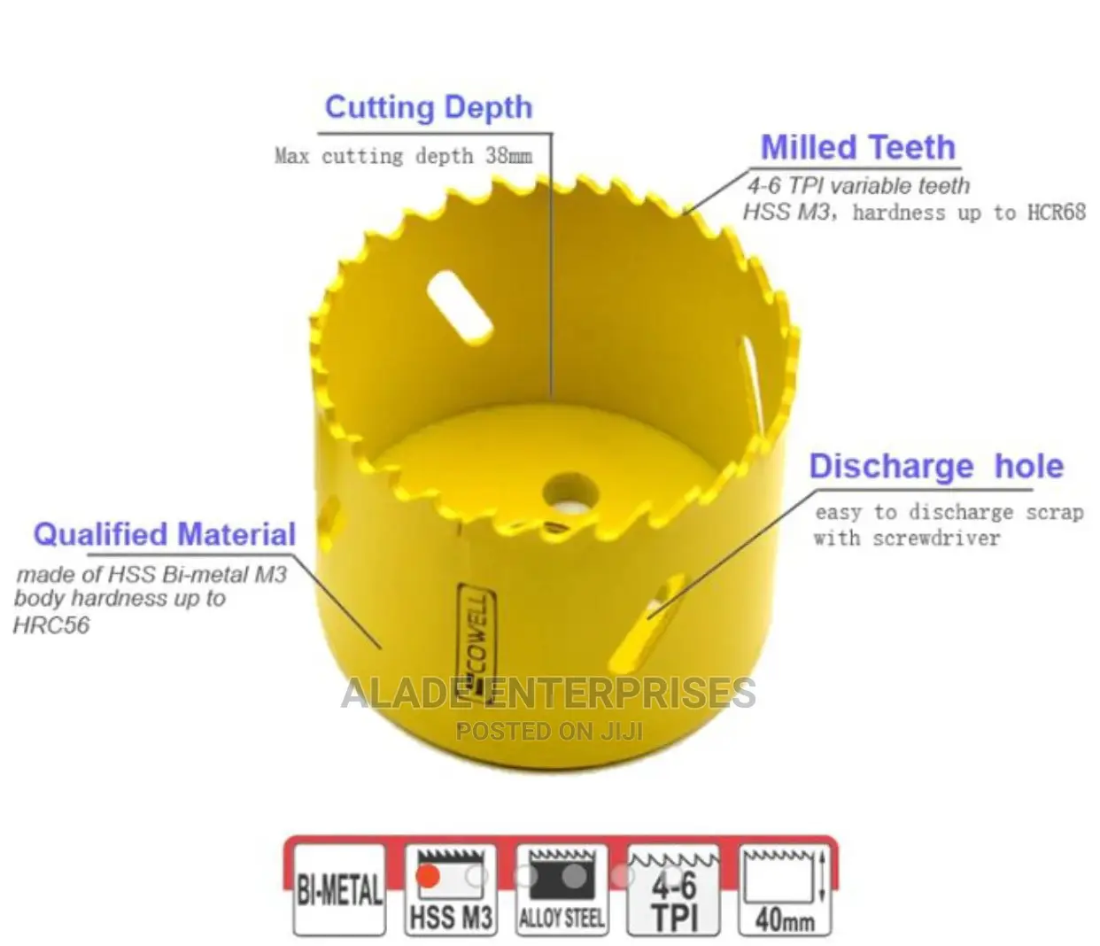HSS Bi-Metal Hole Saw Cutter Kit 19mm to 64mm Hole Saw for sale - ALADE ...
