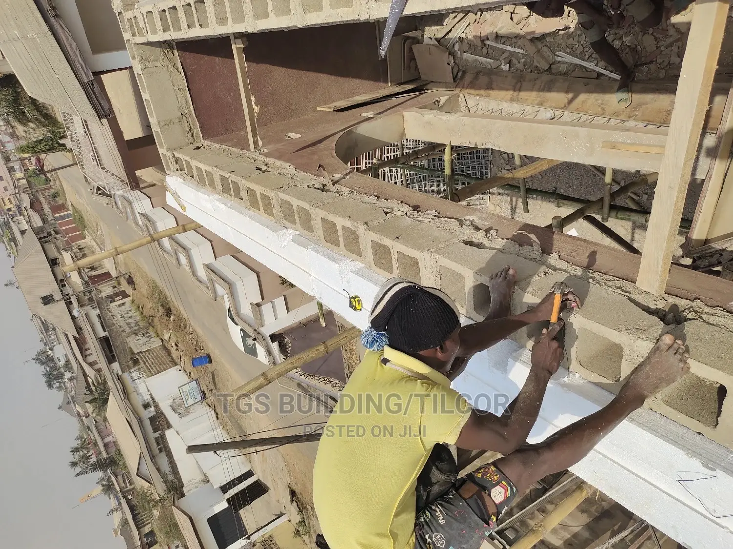 Ongoing Installation Of Polystyrene Parapet in Ibadan - Building ...